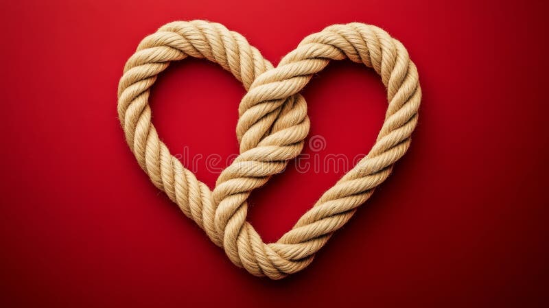 Rope Heart on Red Background, Symbol of Love and Connection Concept ...