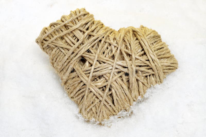 Rope heart on the snow stock image. Image of holiday - 28570287