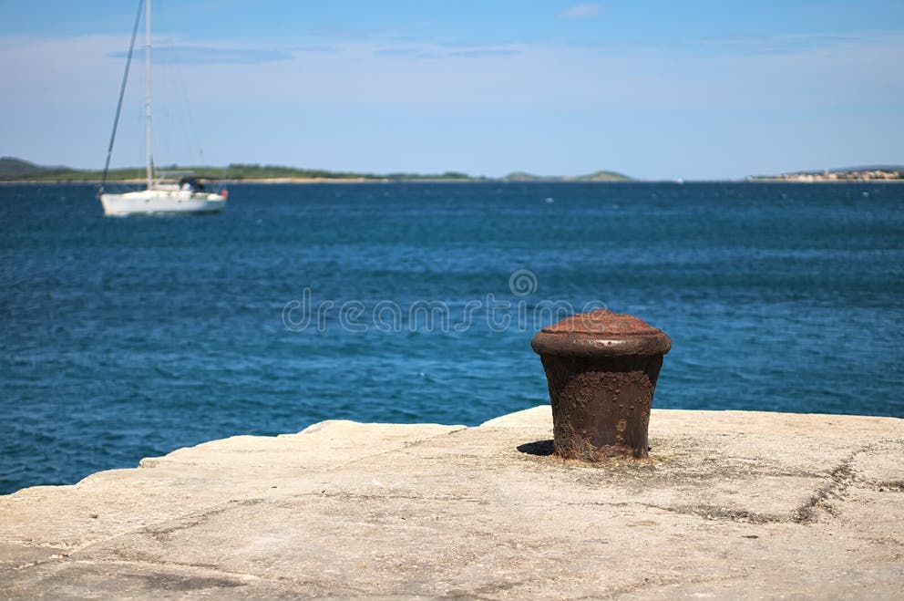 Rope holder on coast stock image. Image of white, adriatic - 54940489