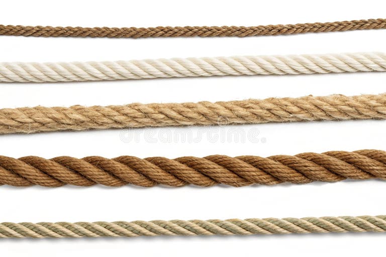 Rope Isolated. Collection of Different Ropes on White Background Stock ...