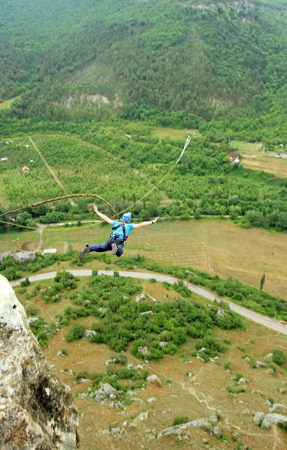 Rope Jumping.Bungee Jumping. Stock Photo - Image of adventure, falling ...