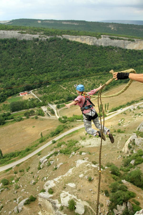 Rope Jumping.Bungee Jumping. Stock Photo - Image of destination ...