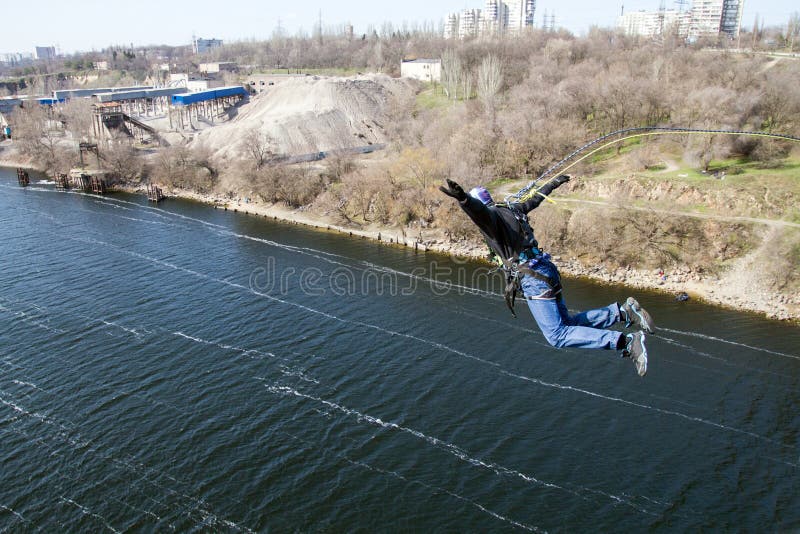 Rope Jumping.Bungee Jumping. Stock Photo - Image of destination, diving ...