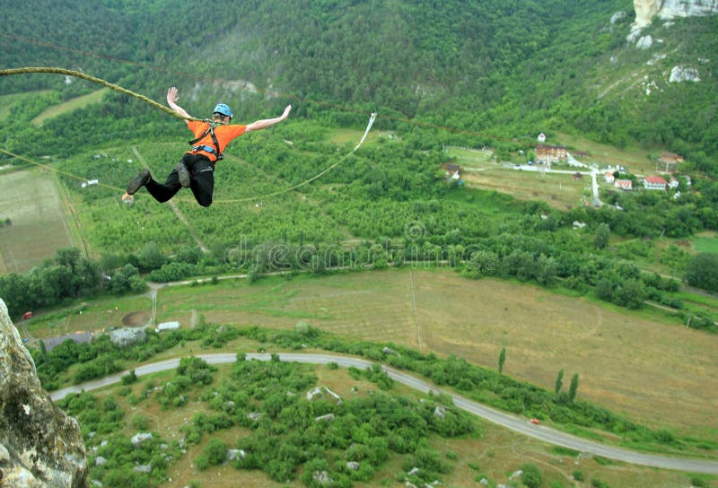 Rope Jumping.Bungee Jumping. Stock Image - Image of flight, fear: 52859097