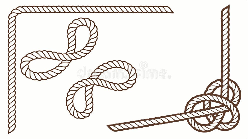 Rope Knot Corner Design, Nautical Element, Decorative Border, Marine ...