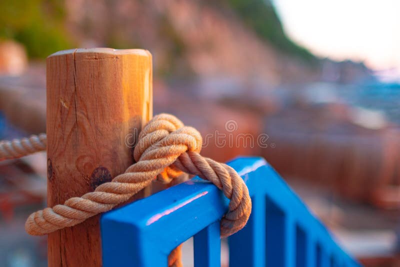 Rope Knot of Handrail of a Bridge Stock Photo - Image of string, cable ...