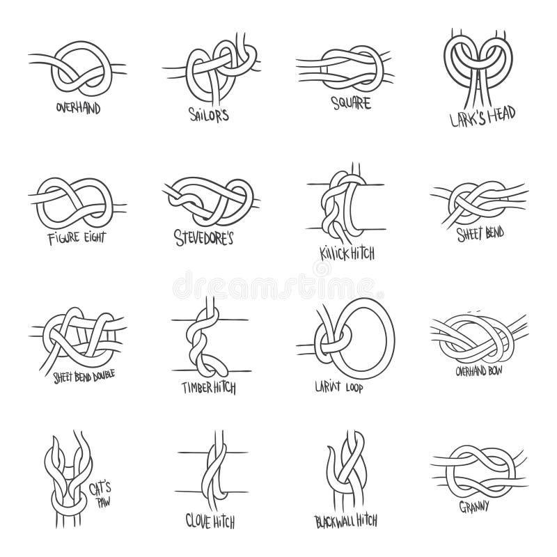 Rope knot icon set stock vector. Illustration of knot - 316151707