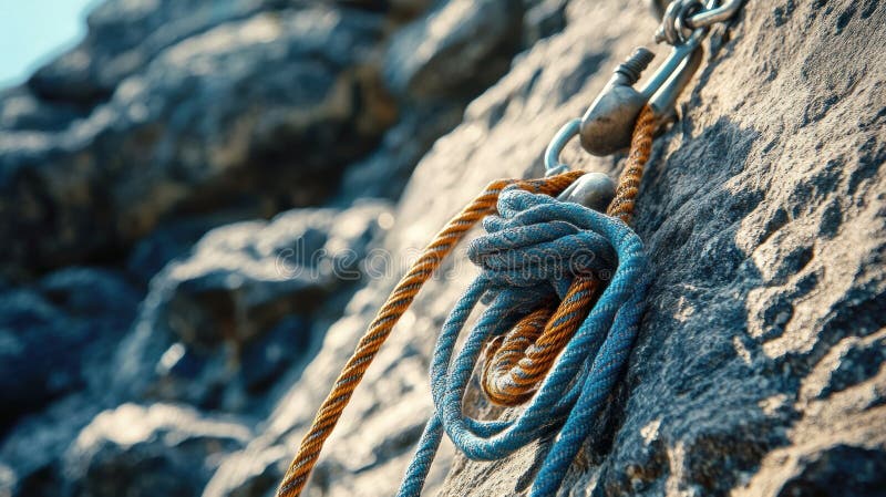 A Rope and a Knot Tied To the Side of a Rock, AI Stock Image - Image of ...