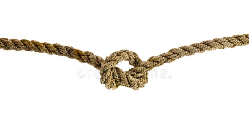 Rope with Knots Isolated on a White Background Close-up Stock Photo ...