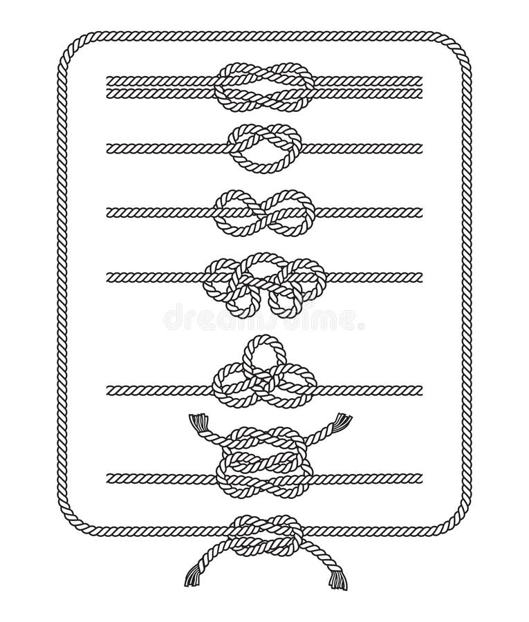 Rope Knots Silhouette Line Collection. Vector Illustrations Stock ...