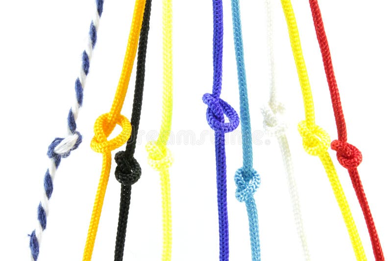 Multi-colored Coiled Rope and Knotted Rope Stock Photo - Image of ...