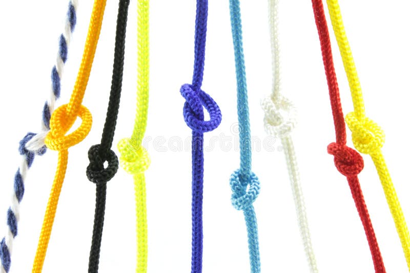 Multi-colored Coiled Rope and Knotted Rope Stock Image - Image of ...