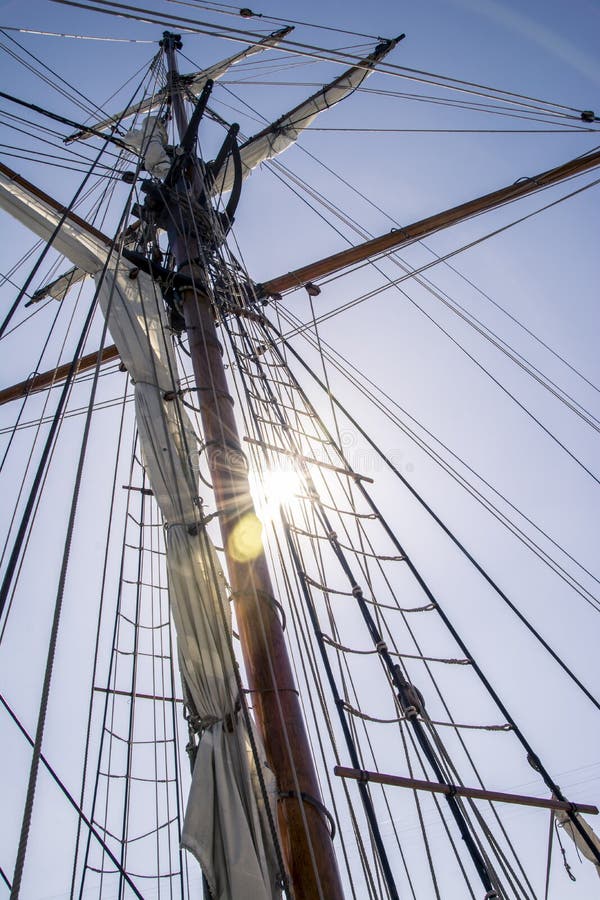 Rope Ladders and Masts of a Ship Stock Image - Image of transportation ...