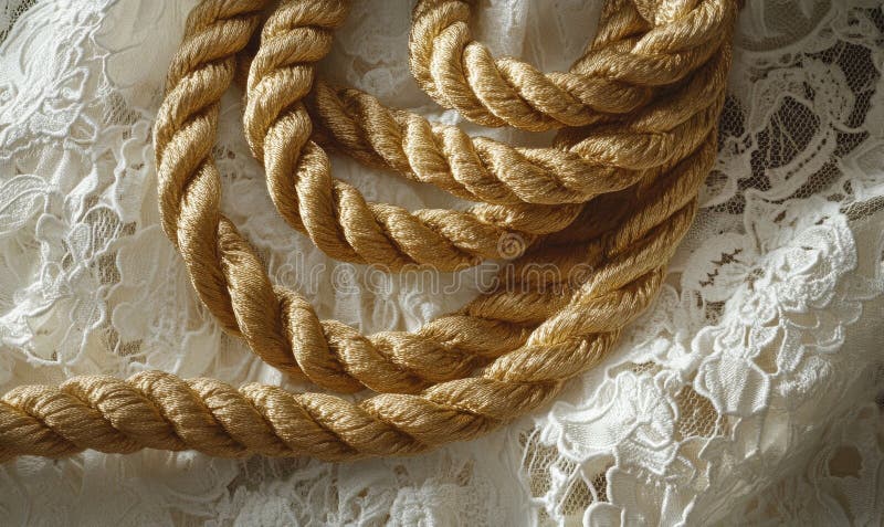 A Rope is Laying on a White Lace Stock Photo - Image of marine, fiber ...