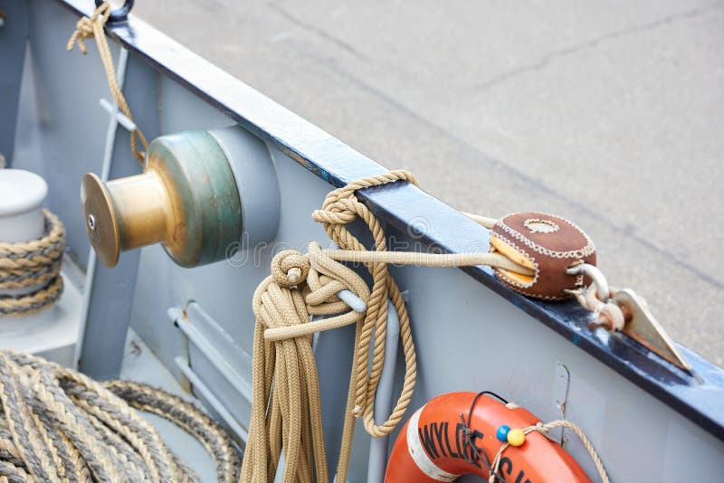 Rope and Life Ring on a Ship Stock Image - Image of tourism, denmark ...