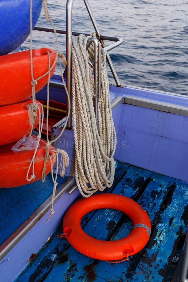 Rope, lifebuoy on sea boat stock image. Image of lifebuoy - 90097573