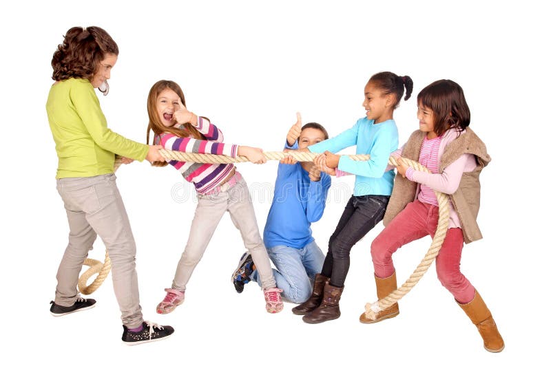 Little Kids Playing Rope Game Isolated White Stock Photos - Free ...