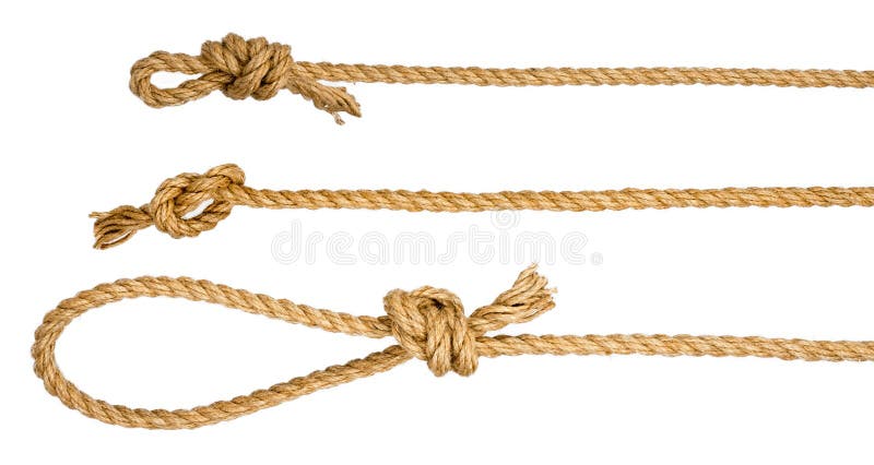 Rope Loop and Knots Isolated on White Background Stock Image - Image of ...