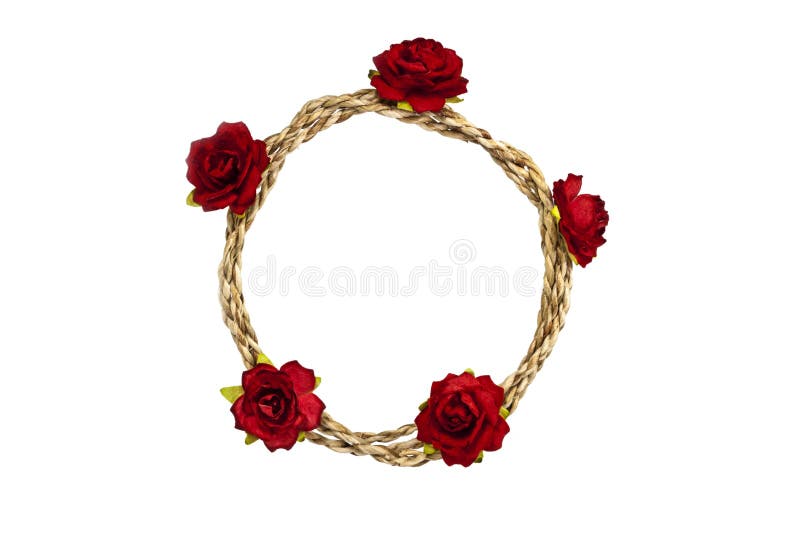 Rope loop with red rose stock photo. Image of hang, natural - 68140396