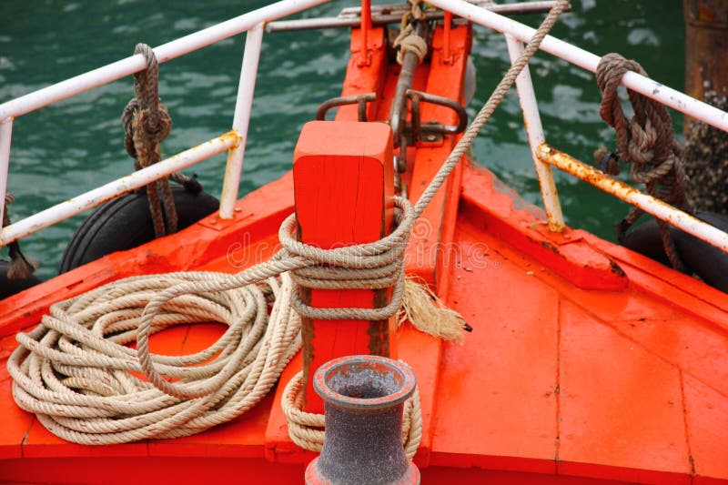 The Rope Looped Around the Wooden Post in Front of the Bow and Pier ...