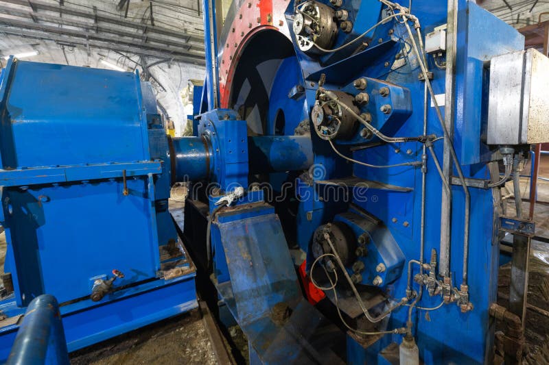 Rope Machine for Lifting the Mine Cage. Modern Mine Equipment Stock ...