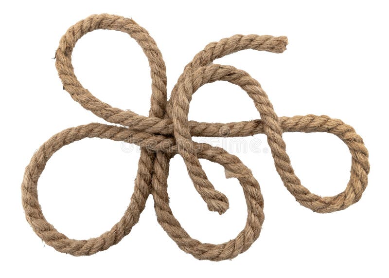 Rope Made of Jute in Loops and Knots on a White Background. Linen ...