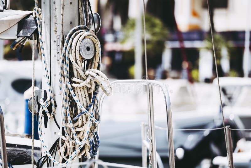 Rope with Marine Knot on a Boat Stock Photo - Image of sailing ...