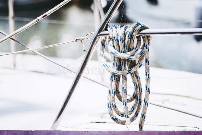Rope with Marine Knot on a Boat Stock Photo - Image of knot, material ...