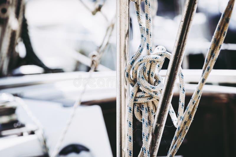 Rope with Marine Knot on a Boat Stock Image - Image of water, ocean ...