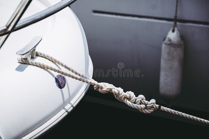 Rope with Marine Knot on a Boat Stock Photo - Image of wire, boat ...