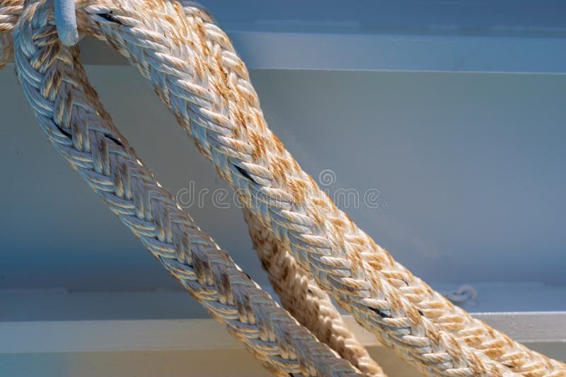A Rope on a Marine Ship for Mooring a Ship in Port Stock Image - Image ...