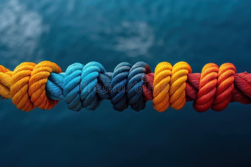 Rope with Multi-colored Sea Knots, Abstract Background. Generative AI ...