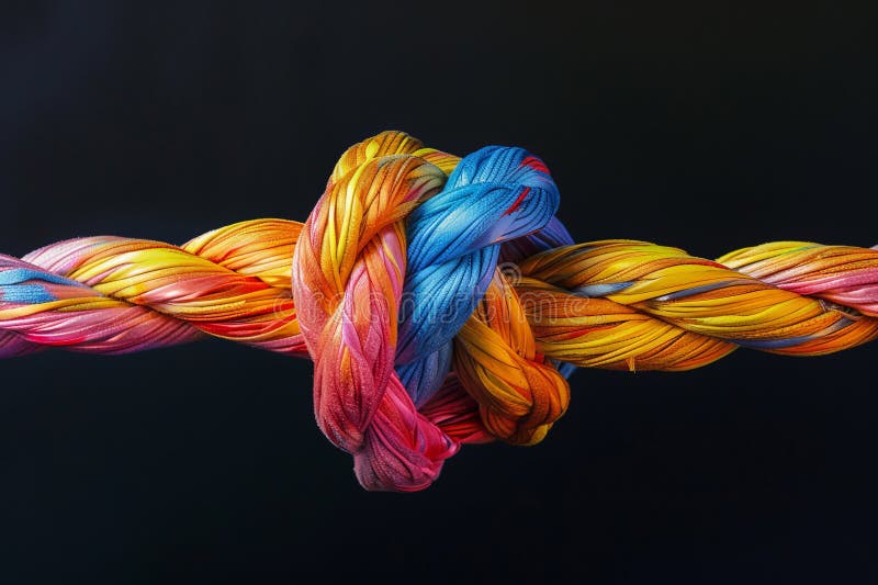 Rope Net of Intertwined Colored Ropes Stock Illustration - Illustration ...