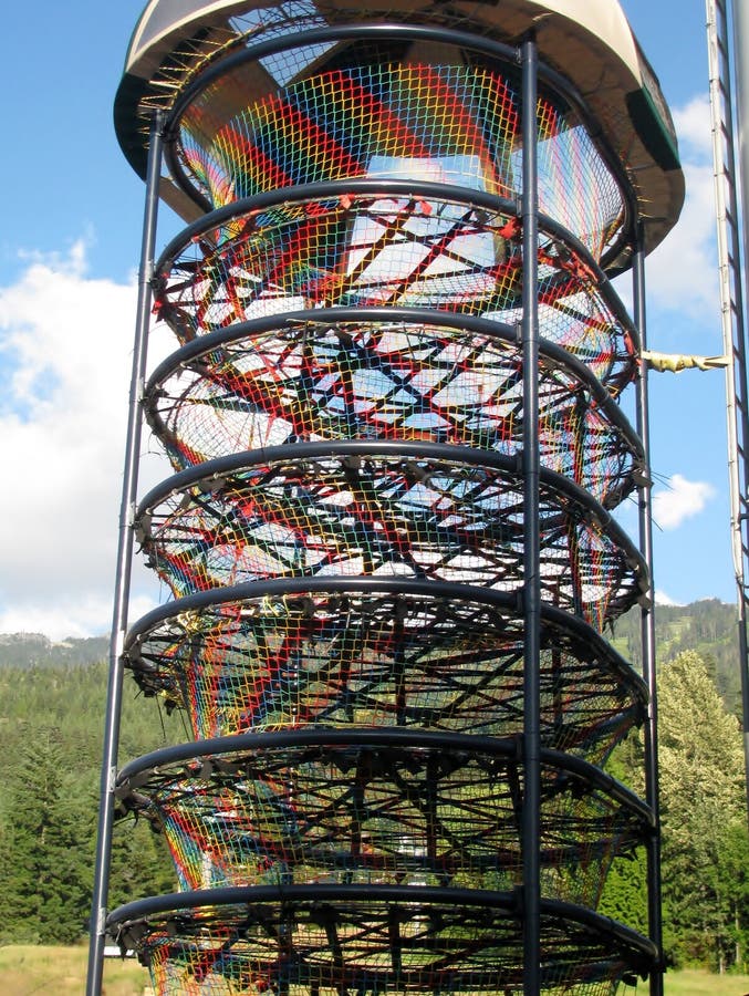 Rope Net Tower for Climbing. Stock Photo - Image of center, close: 95758786