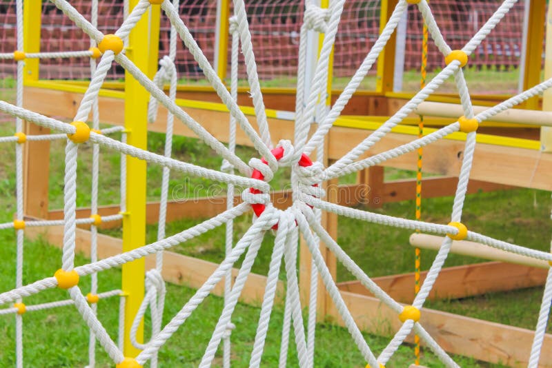 A Rope Obstacle in the Form of a Circle. Rope Web Stock Image - Image ...