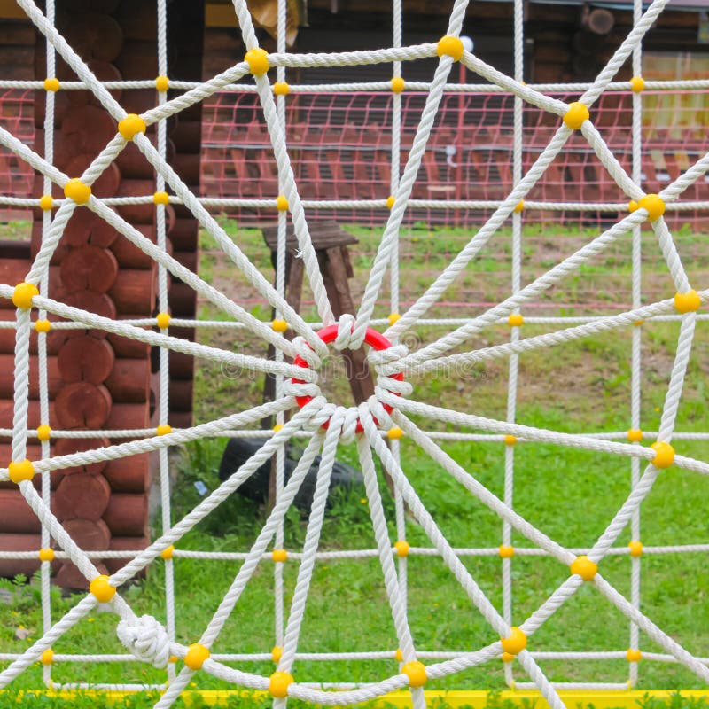 A Rope Obstacle in the Form of a Circle. Rope Web Stock Photo - Image ...