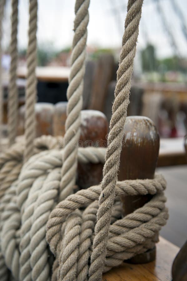 Rope Rigging on a Wooden Boat Stock Image - Image of leisure, equipment ...