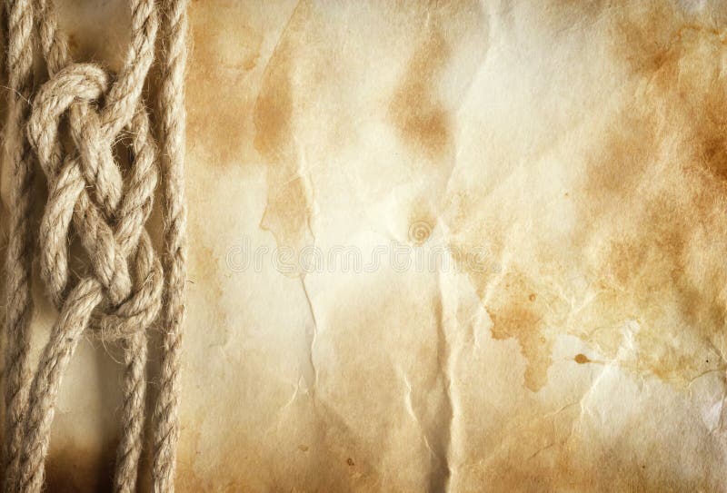 Aged Rope on the Old Paper Background Stock Photo - Image of scroll ...
