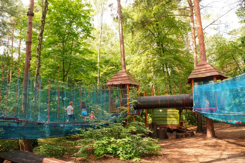 Rope Park with Nets in a Forest Close To the Malta Park Editorial ...