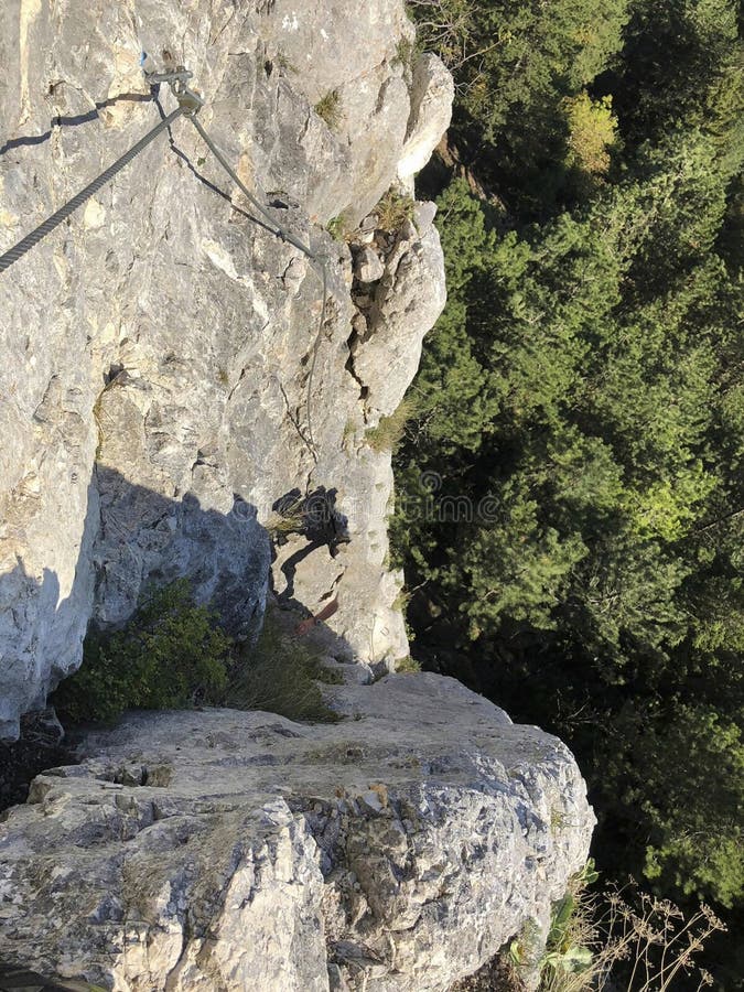 A Rope on the Rock for Climbing Stock Image - Image of formation ...
