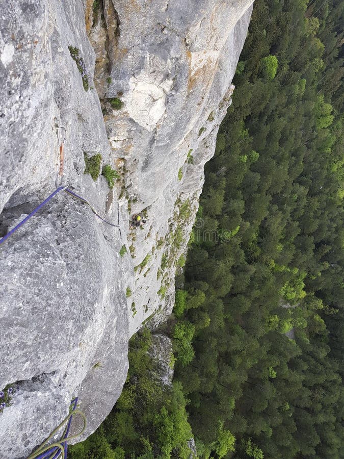 A Rope on the Rock for Climbing Stock Image - Image of barrier, natural ...