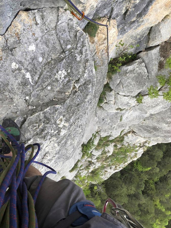 A Rope on the Rock for Climbing Stock Photo - Image of mountains ...