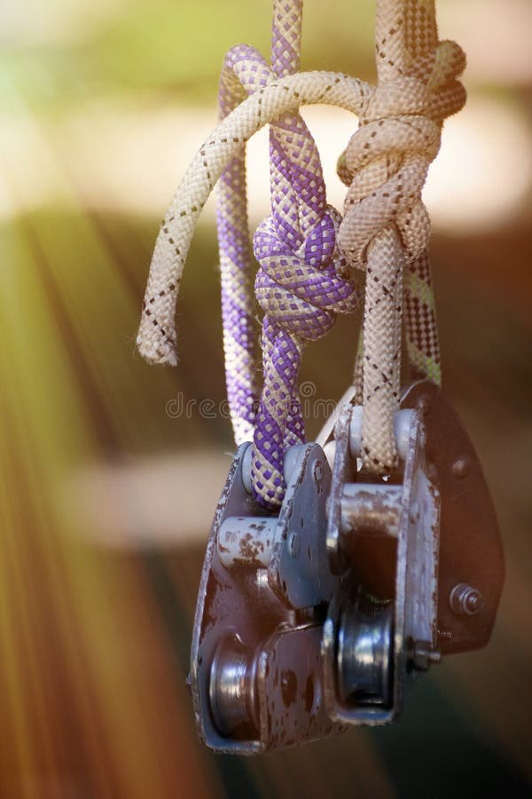 Rope with rollers. stock image. Image of belt, height - 91129773