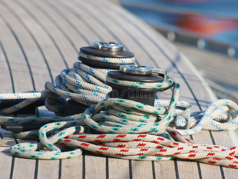 Rope on a sail boat stock image. Image of maritime, salt - 11703479