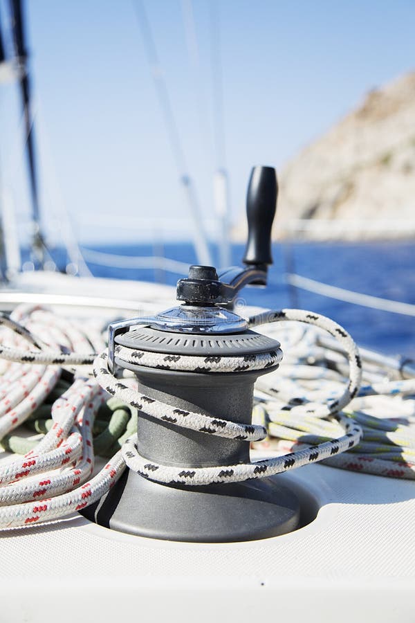 Rope on sailboat stock image. Image of navigation, spool - 77879953