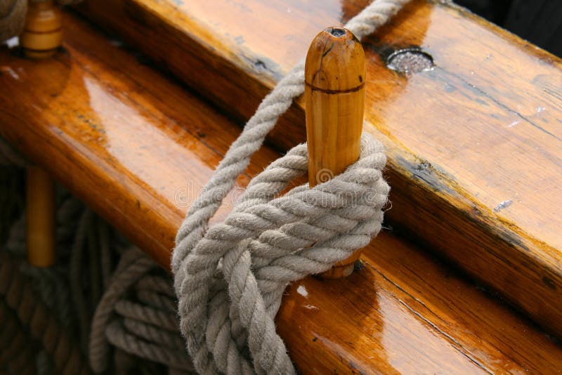 Rope on a sailing boat stock image. Image of attach, wood - 5463077