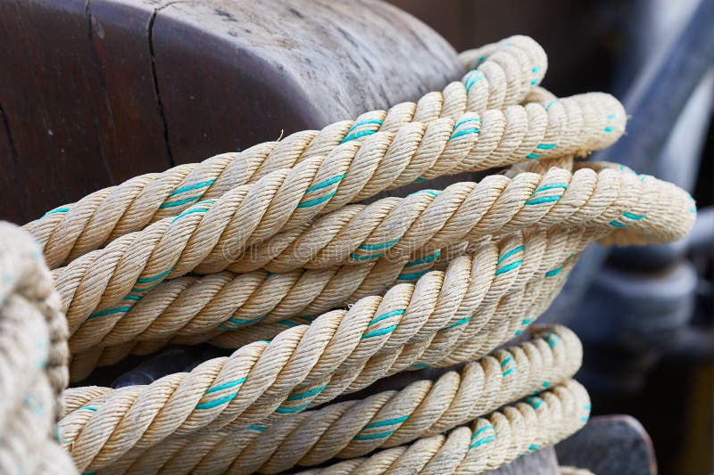 Rope on a sailing boat stock image. Image of roll, sailboat - 182391033