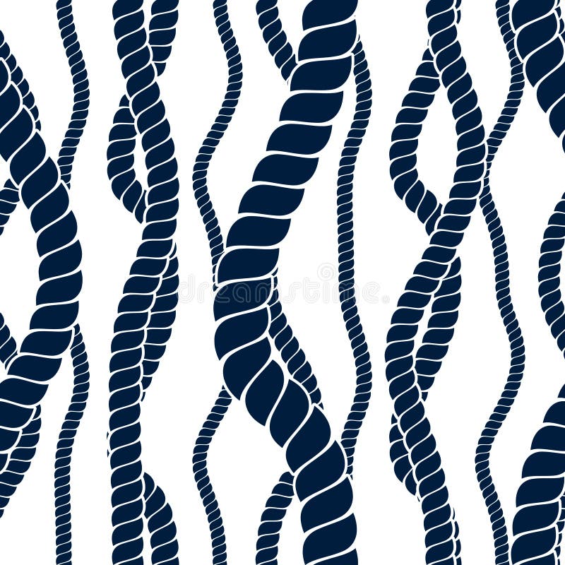 Rope Seamless Pattern, Trendy Vector Wallpaper Background. Navy Tangled ...