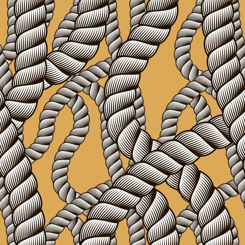 Rope Seamless Pattern, Trendy Vector Wallpaper Background. Tangled Cord ...