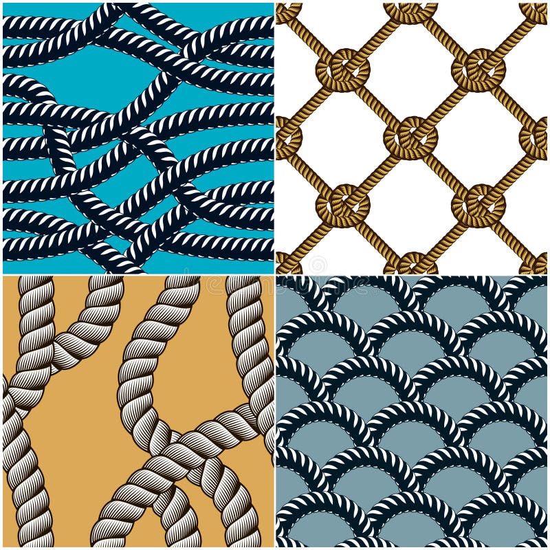 Rope Seamless Patterns Set, Trendy Vector Wallpaper Backgrounds Stock ...